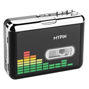 usb cassette to mp3 converter, portable walkman cassette audio music player tape-to-mp3 converter with earphones, volume control, no pc required (black) …