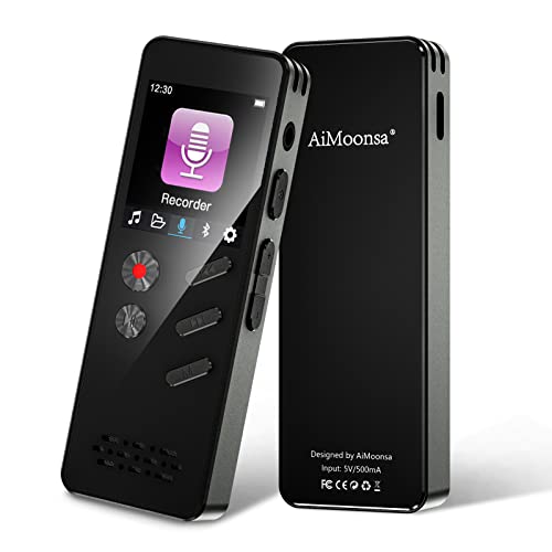 AiMoonsa 64GB Digital Voice Recorder, Voice Recorder with Playback Bluetooth 1000mAh Battery Speaker Audio Recorder for lectures Meetings Interviews Voice Activated Recorder MP3 Player with Bluetooth