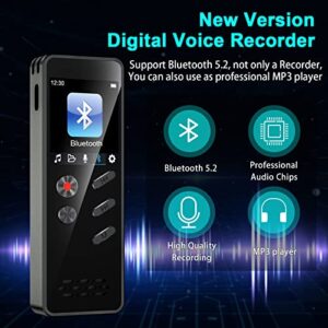 AiMoonsa 64GB Digital Voice Recorder, Voice Recorder with Playback Bluetooth 1000mAh Battery Speaker Audio Recorder for lectures Meetings Interviews Voice Activated Recorder MP3 Player with Bluetooth