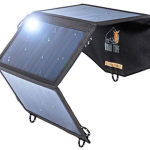 Ryno Tuff 21W Lightweight Portable Solar Charger for Camping - Foldable Solar Powered Cells with 2 USB Ports To Fast Charge Smartphones, Tablets & Battery Packs -Charge While Hiking, Camping & Fishing