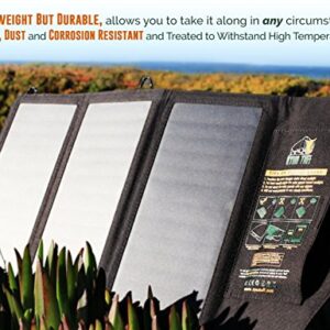 Ryno Tuff 21W Lightweight Portable Solar Charger for Camping - Foldable Solar Powered Cells with 2 USB Ports To Fast Charge Smartphones, Tablets & Battery Packs -Charge While Hiking, Camping & Fishing