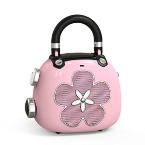 doss candy cute bluetooth speaker, mini portable speaker with mighty sound, retro stylish design, adorable speaker for room, desk decoration, ideal xmas gift for kids, girls, women-pink