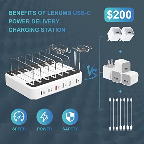 Charging Station - USB C Charger Station, 84W/12A Charging Station for Multiple Devices, Upgraded QC3.0 & PD 6 Ports Charging Dock,Fast Charging Station for Apple iOS/Android iPhone iPad Phone Tablets