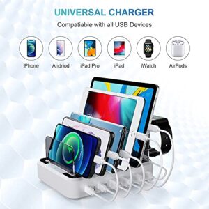 Charging Station - USB C Charger Station, 84W/12A Charging Station for Multiple Devices, Upgraded QC3.0 & PD 6 Ports Charging Dock,Fast Charging Station for Apple iOS/Android iPhone iPad Phone Tablets