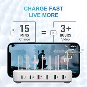 Charging Station - USB C Charger Station, 84W/12A Charging Station for Multiple Devices, Upgraded QC3.0 & PD 6 Ports Charging Dock,Fast Charging Station for Apple iOS/Android iPhone iPad Phone Tablets