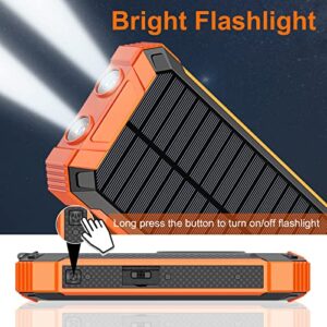 Solar Charger 36000mAh Qi Wireless Portable Charger Power Bank Built in 4 Cables USB C Quick Charge with LED Flashlight 6 Output & 3 Input External Battery Pack for Cell Phone