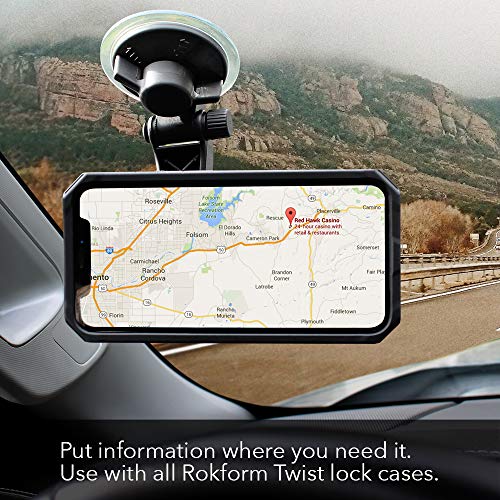 Rokform - Adjustable Windshield Phone Mount Secured by Strong Suction Cup Base, 210 Degrees of Tilt and 360 Degree of Rotation Phone Holder Compatible with ALL Rokform Twist Lock Cases