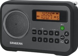 sangean pr-d18bk am/fm/portable digital radio with protective bumper (gray/black) black/ grey