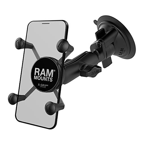 RAM Mounts X-Grip Phone Mount with RAM Twist-Lock Suction Cup RAM-B-166-UN7U with Medium Arm for Vehicle Windshields