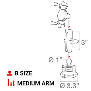 RAM Mounts X-Grip Phone Mount with RAM Twist-Lock Suction Cup RAM-B-166-UN7U with Medium Arm for Vehicle Windshields