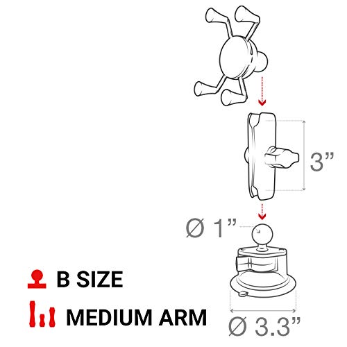 RAM Mounts X-Grip Phone Mount with RAM Twist-Lock Suction Cup RAM-B-166-UN7U with Medium Arm for Vehicle Windshields