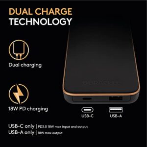 Duracell Charge 10 Portable Charger | 10,000mAh Power Bank | Fast Charging Battery Pack for iPhone, iPad, Android & More | TSA Carry-on Compliant Power bank | USB-C, USB-A | Recharges Devices Up to 3X