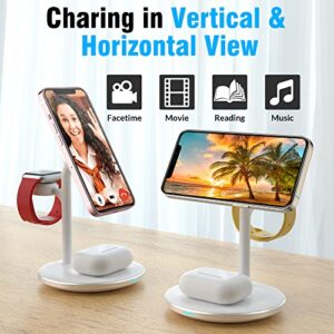 Upgraded 3 in 1 Magnetic Wireless Charging Station, 15W Fast Mag-Safe Charger Stand for iPhone 14/13/12 Series, Mag-Safe Charger for iWatch Ultra /8/7/SE/6/5/4/3/2 and Airpods (with QC3.0 Adapter)