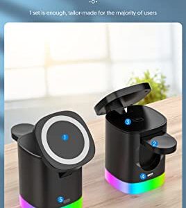 Magnetic Wireless Charging Station for Apple Series,3 in 1 Faster Mag-Safe Wireless Charger Stand for iPhone 14/13/12 Series/iPhone11/Samsung, Apple Watch Series and Airpods with QC3.0 Adapter