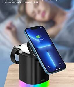 Magnetic Wireless Charging Station for Apple Series,3 in 1 Faster Mag-Safe Wireless Charger Stand for iPhone 14/13/12 Series/iPhone11/Samsung, Apple Watch Series and Airpods with QC3.0 Adapter