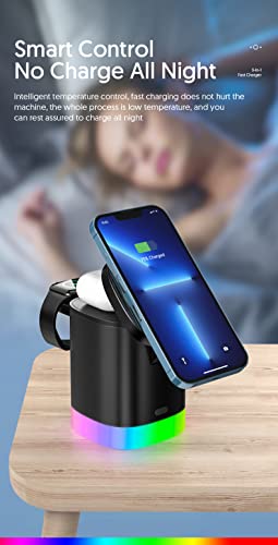 Magnetic Wireless Charging Station for Apple Series,3 in 1 Faster Mag-Safe Wireless Charger Stand for iPhone 14/13/12 Series/iPhone11/Samsung, Apple Watch Series and Airpods with QC3.0 Adapter