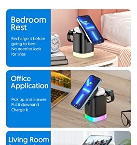 Magnetic Wireless Charging Station for Apple Series,3 in 1 Faster Mag-Safe Wireless Charger Stand for iPhone 14/13/12 Series/iPhone11/Samsung, Apple Watch Series and Airpods with QC3.0 Adapter