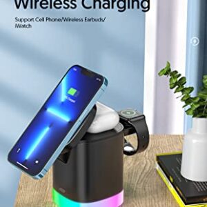 Magnetic Wireless Charging Station for Apple Series,3 in 1 Faster Mag-Safe Wireless Charger Stand for iPhone 14/13/12 Series/iPhone11/Samsung, Apple Watch Series and Airpods with QC3.0 Adapter