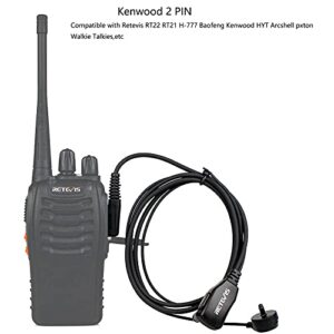 Retevis 2 Pin PTT Mic Covert Acoustic Headset Compatible with Kenwood PUXING Baofeng UV-5R UV-5RA 888S Retevis RT22 RT21 H777 (1 Pack)