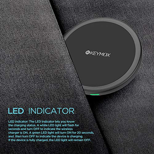 Wireless Charger, KEYMOX 5W charger compatible with all QI-Enable Devices Including iPhone 12/12 Mini/12 Pro Max /11 Pro,AirPods, Galaxy S20,S10, Note 10 (No AC Charger)