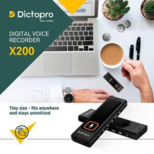 Dictopro Digital Voice Activated Recorder w/Password Protection-HQ Recording from 60ft,Record Lectures&Meetings, Sensitive Microphone, Automatic Noise Reduction, 582H Playback, Small & Portable,USB,8G