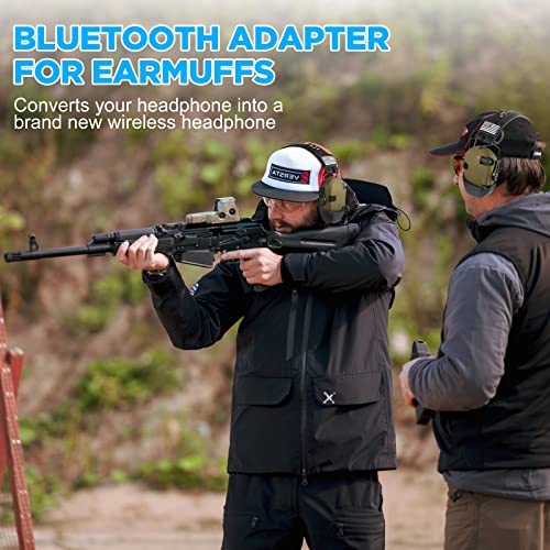 HEATCHEER Bluetooth Adapter for Walker's Shooting Earmuffs, Rechargeable Bluetooth Connector Compatible with Walkers Razor Slim Electronic Muff, Handsfree Calling & Audio Receiver