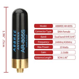 Mini Short Walkie Talkie Antenna AR-805S SMA- Female Dual Band High Gain Long Range Antenna for Baofeng BF-888S, UV-5R,UV-82, BF-F8HP, BF-H6,UV-9R Plus,UV-S9 Plus Series 2 Way Radio