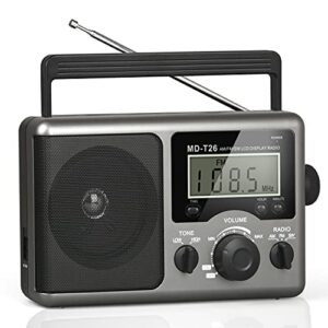 portable am fm shortwave radio,battery operated radio by 4d cell batteries or ac power transistor radio with lcd display,time setting,3.5mm earphone jack,big speaker,high/low tone for home,gift