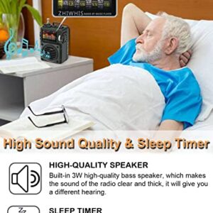 ZHIWHIS Shortwave Radio, Bluetooth Speakers with Sleep Timer, Weather AM FM SW Radios with NOAA Alerts, Retro Analog Tuner with Preset, Rechargeable MP3 Player with 6 EQ Support MicroSD Card ZWS-700