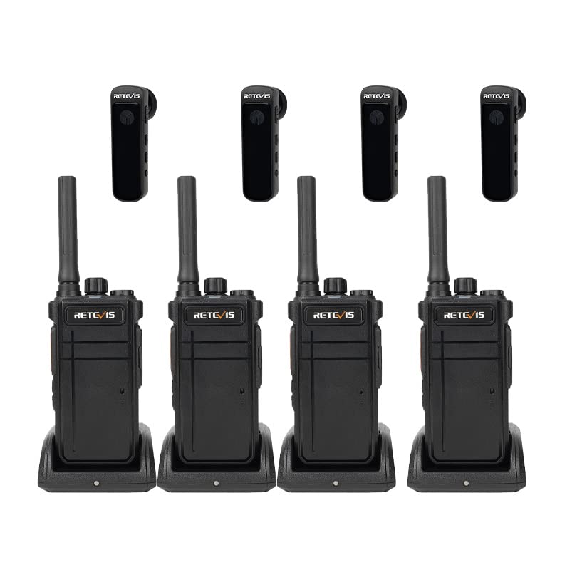 Retevis RB37 New Version,Bluetooth Walkie Talkies,2 Way Radio with Earpiece,VOX,2000mAh,USB-C,Wireless Walkie Talkie for Manufacture (4 Pack)