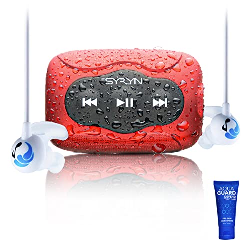 SYRYN Swimbuds Sport Bundle | 8 GB Waterproof Music Player Compatible with iTunes Files (No Apple Music)