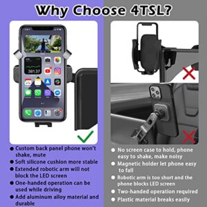 4TSL Tesla Monitor Cell Phone Mount, One-Hand Operation Phone Holder Fits 5-6.8" Cellphone with 360° Longer Arms, No Noise Phone Stand for Model 3 2017-22 Model Y 2019-22 Tesla Accessories