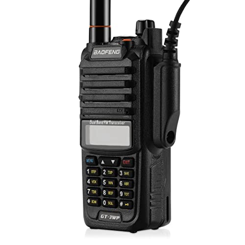 BAOFENG GT-3WP IP67 Dual Band Two-Way Radio, 144-148MHz 420-450MHz, Waterproof Dustproof Walkie Talkie Transceiver, Black 1 Pack