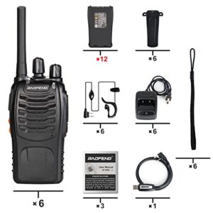 BaoFeng BF-88A Long Range BaoFeng Walkie Talkies for Adults with 12pcs 1500mah Batteries License Free 2 Way Radio Upgrade Version of BaoFeng BF-888S Two Way Radio(6 Pack)