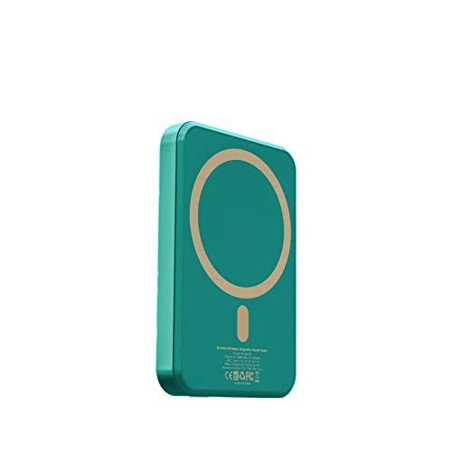 RapidX Boosta Magnetic Wireless Portable Charger, 5,000 mAh Power Bank, Battery Pack Compatible with iPhone 12/13/14 Plus/Pro/Pro Max/Mini (Teal)