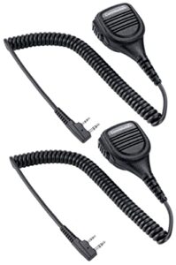 2 pack heavy speaker mic w/reinforced cable for baofeng radios bf-f8hp bf-f9 uv-82 uv-82hp uv-82c uv-5r uv-5r5 uv-5ra uv-5re uv-5x3 v2+ btech retevis radioddity tyt kenwood radios, shoulder microphone