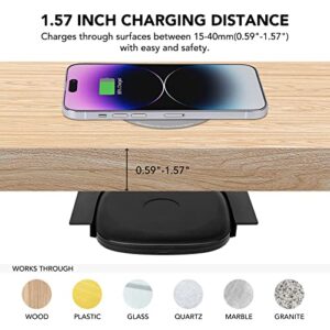 1.57"(40mm) NiiTTER Under Desk Wireless Charger, Under Counter Wireless Charger, Invisible Wireless Charging for iPhone 14/14 Plus/14 Pro/14 Pro Max 10W Wireless Phones