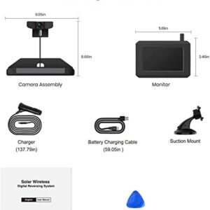 Solar Wireless Backup Camera for Trucks,3 Mins DIY Installation with Digital Signal Back Up Camera Systems Wireless,Waterproof Reverse Hitch Trailer Rear View Camera for Car,Truck,Small RV(SunGo Pro)