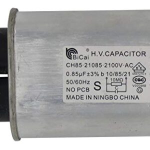 CQC&VDE Certification Universal Household Microwave High Voltage Capacitor ch85 2100V AC H.V.CAPACITOR 10/85/21 50/60Hz NO PCB,VDE EN61270-1 (21085 0.85uf)