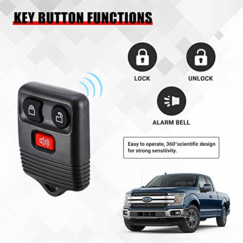 Pilida 2 Keyless Entry Remote Control Ford Key Fob Replacement 3 Button Clicker Transmitter fits for Ford 1998-2016 F-150 F-250 F-350, Mazda, Mercury, Lincoln