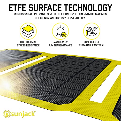 SunJack 25 Watt Foldable IP67 Waterproof ETFE Monocrystalline Solar Panel + 2X 10000mAh Power Banks with USB-A and USB-C for Cell Phones, Tablets and Portable for Backpacking, Camping, Hiking