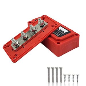 IZTOSS 300A Bus Bar 5/16" Heavy Duty Module Design BusBar Box Power Distribution Block 48V 4X M8 Terminal Studs Battery Junction Block for Battery Marine RV Truck (Red)