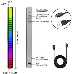 RGB Sound Activated Led Lights, 2PCS Music Sync Led Lights Wireless Rechargeable USB Car Rhythm Light 32 Bit Music Pickup Rhythm Light Music Level Indicator for Car Laptop, Gaming Accessories