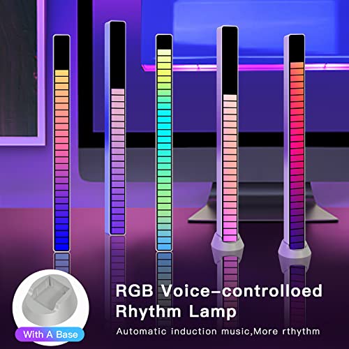 RGB Sound Activated Led Lights, 2PCS Music Sync Led Lights Wireless Rechargeable USB Car Rhythm Light 32 Bit Music Pickup Rhythm Light Music Level Indicator for Car Laptop, Gaming Accessories