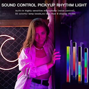 RGB Sound Activated Led Lights, 2PCS Music Sync Led Lights Wireless Rechargeable USB Car Rhythm Light 32 Bit Music Pickup Rhythm Light Music Level Indicator for Car Laptop, Gaming Accessories