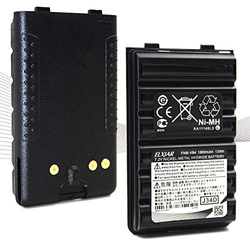 elxjar (2-Pack) 7.2V 1800mAh Ni-MH Battery Pack Compatible for Yaesu Vertex FNB-V94 FNB-83 FT-60R FNB-V57 FNB-64 VX-410 VX-420 VX-420A VX-150 VX-160 VX-170 VX-180 FT-270 Two Way Radio