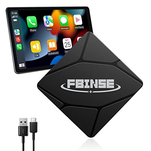 FBINSE 2023 Wireless CarPlay Adapter for Cars with Factory Wired CarPlay, CarPlay Wireless Adapter Dongle Converts Wired to Wireless CarPlay, Plug and Play, 5.8GHz WiFi/Bluetooth 5.2, Online Update