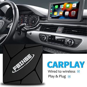 FBINSE 2023 Wireless CarPlay Adapter for Cars with Factory Wired CarPlay, CarPlay Wireless Adapter Dongle Converts Wired to Wireless CarPlay, Plug and Play, 5.8GHz WiFi/Bluetooth 5.2, Online Update