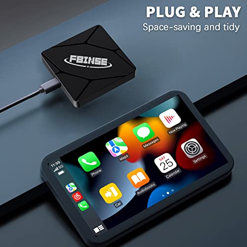 FBINSE 2023 Wireless CarPlay Adapter for Cars with Factory Wired CarPlay, CarPlay Wireless Adapter Dongle Converts Wired to Wireless CarPlay, Plug and Play, 5.8GHz WiFi/Bluetooth 5.2, Online Update