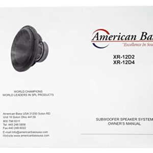 American Bass XR-12D2 12" 2,400 Watts Max Power Dual 2 Ohm Car Subwoofer